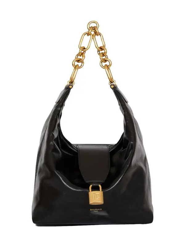 Balmain Hobo Bag With Chain Handle - Black