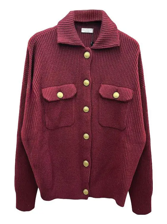 Brunello Cucinelli Long Sleeve Collared Knitwear - Red