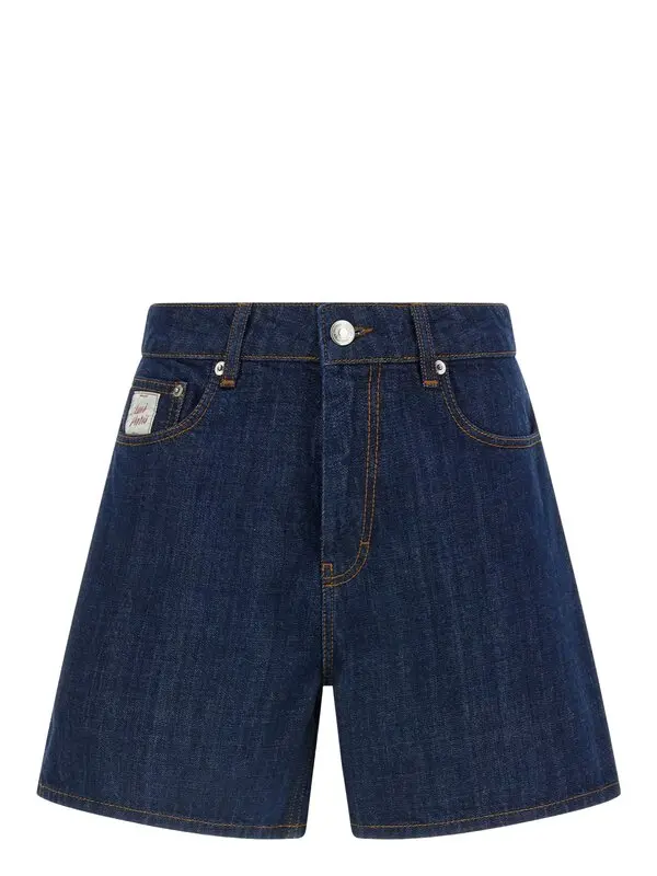 Ami Heritage Label Contrast Stitch Bermuda Shorts - Black