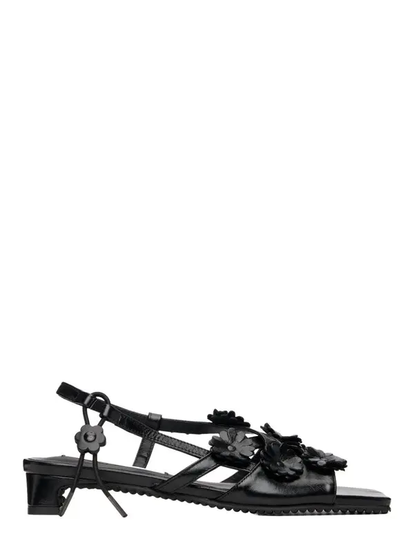 Cecilie Bahnsen Square-toe High-heeled Sandals With Floral Appliqués - Black