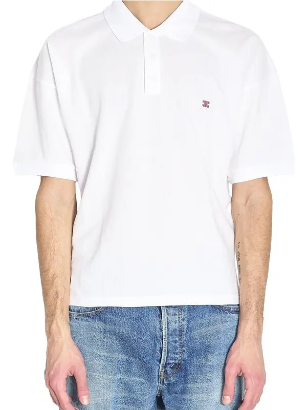Celine Polo Shirt In Pique Cotton Jersey - White