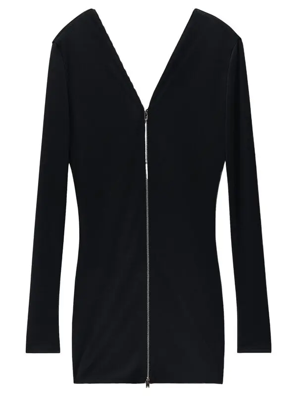 Alexander Wang Continuous Zipper Knitted Mini Dress - Black