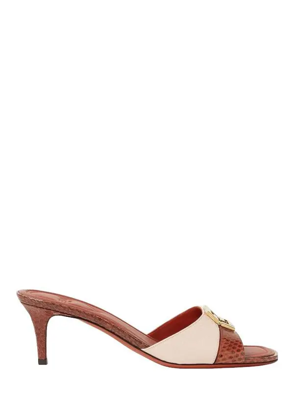 Fendi Square Toe Mid-heeled Sandals With Ff Detail - Brown