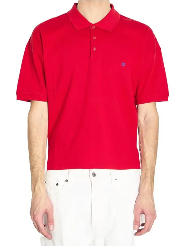Celine Polo Shirt In Pique Cotton Jersey - Red