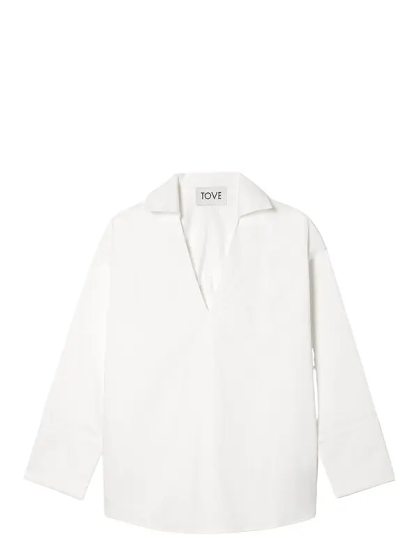Tove Long Sleeve V-neck Shirt - White