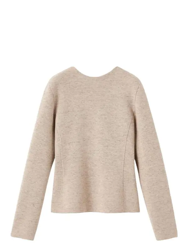 Loro Piana Willow Crewneck Long-sleeve Top With Back Buttons - Quinoa Cream
