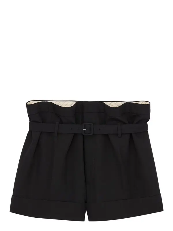 Saint Laurent Belted Paperbag Shorts - Black