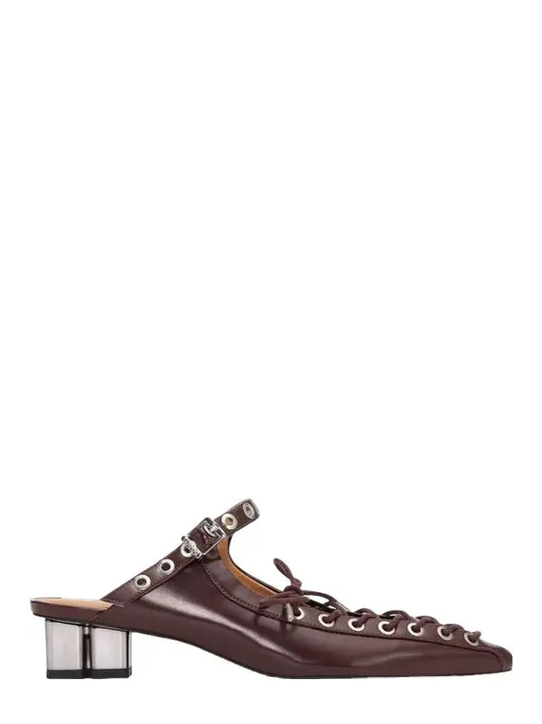 GANNI Oleatex Lace-up Mules With Silver-tone Hardware - Brown