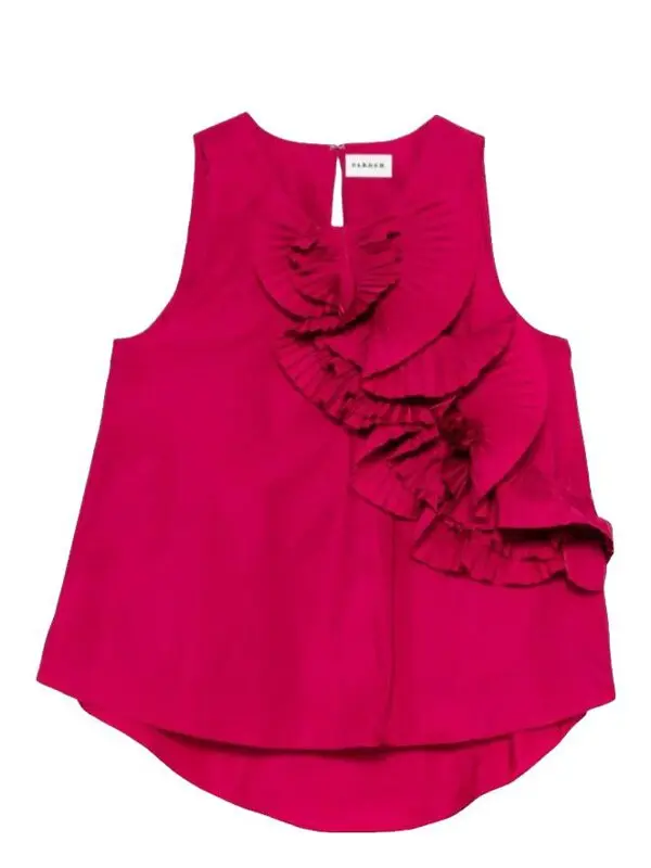 P.a.r.o.s.h Sleeveless Ruffle Trim Blouse - Red