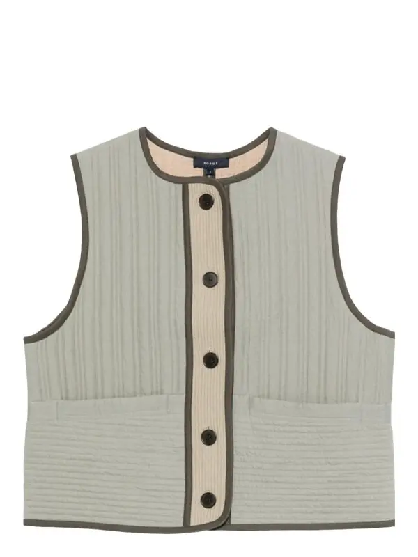 Soeur Sleeveless Jacket With Buttoned Pockets - Gray
