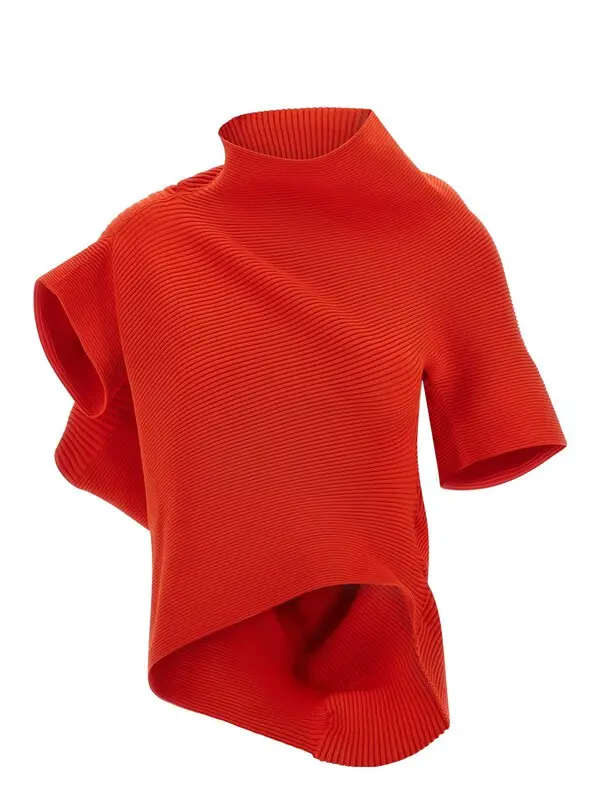 Issey Miyake Asymmetric Knitted Top - Red