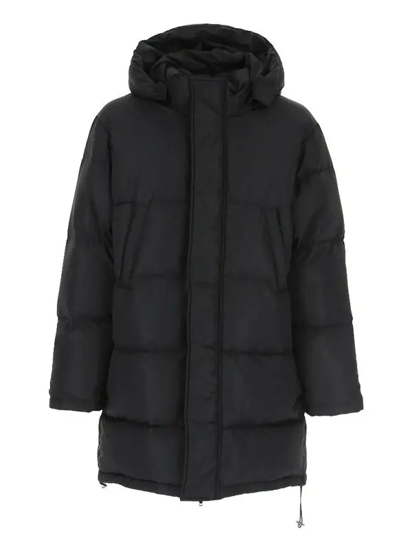 Moschino Padded Down Jacket With Removable Hood And Logo Detail - Black