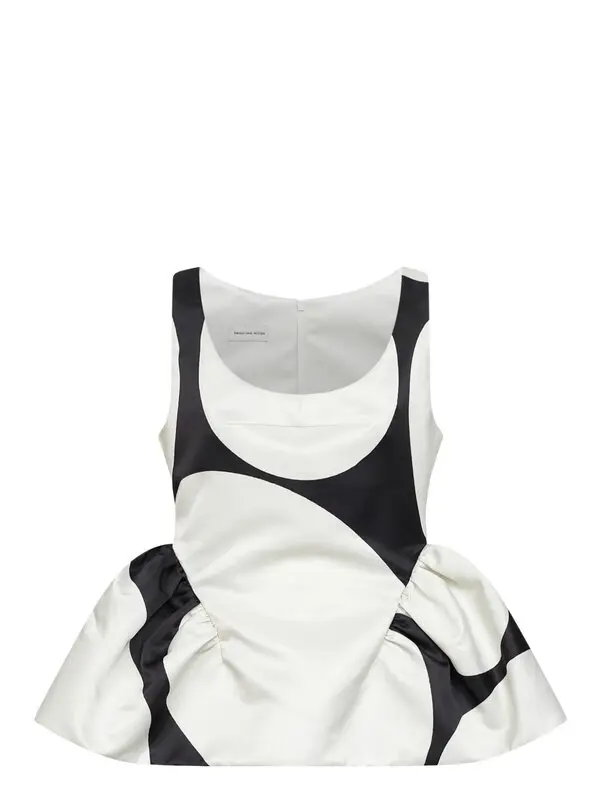Dries Van Noten Printed Ruffled Sleeveless Top - White