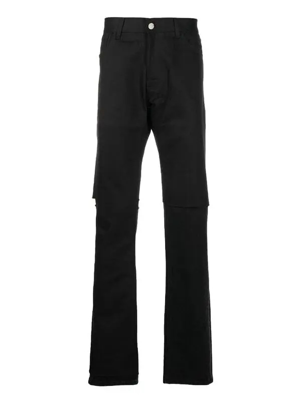 Raf Simons Straight Leg Jeans With Knee Slits - Black