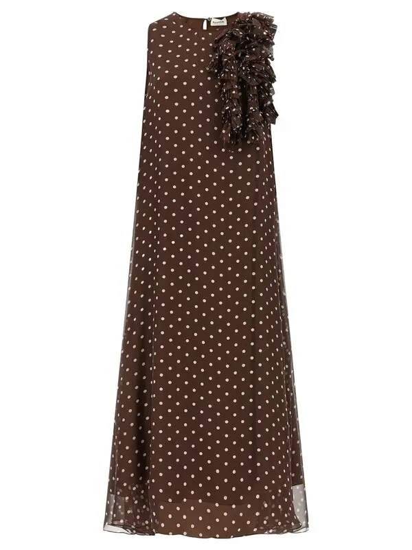 P.a.r.o.s.h Polka Dot Ruffled Dress - Brown