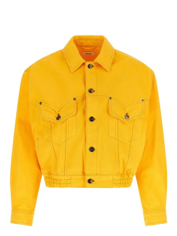 Versace Cropped Denim Jacket - Yellow