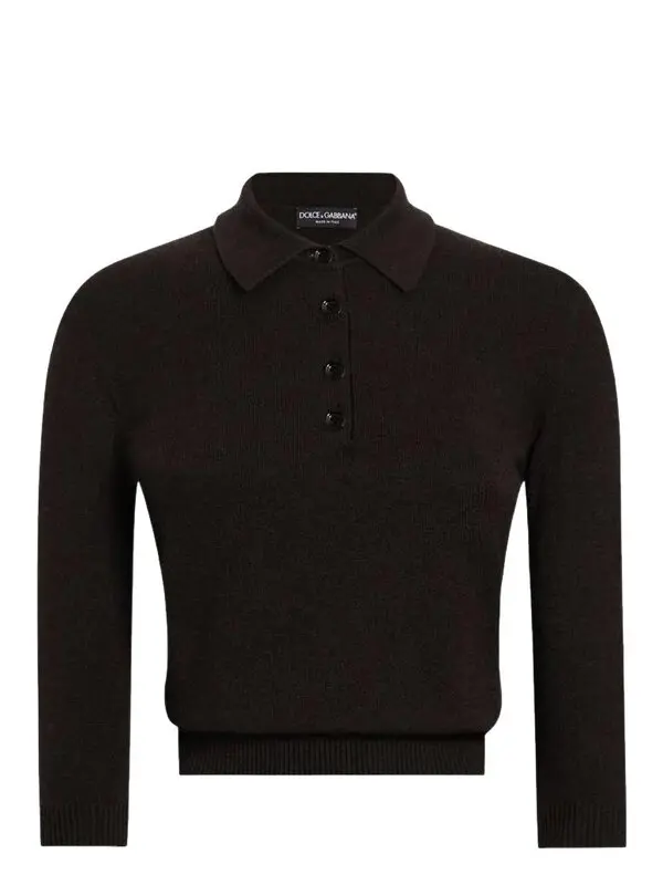 Dolce & Gabbana Cashmere Polo Top - Dark Brown