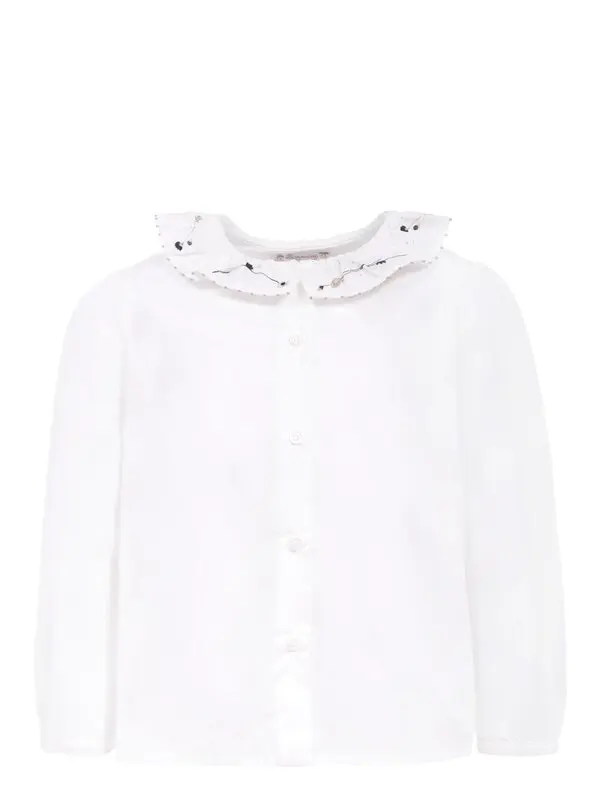 Bonpoint Jora Long-sleeved Ruffled Collar Shirt - White