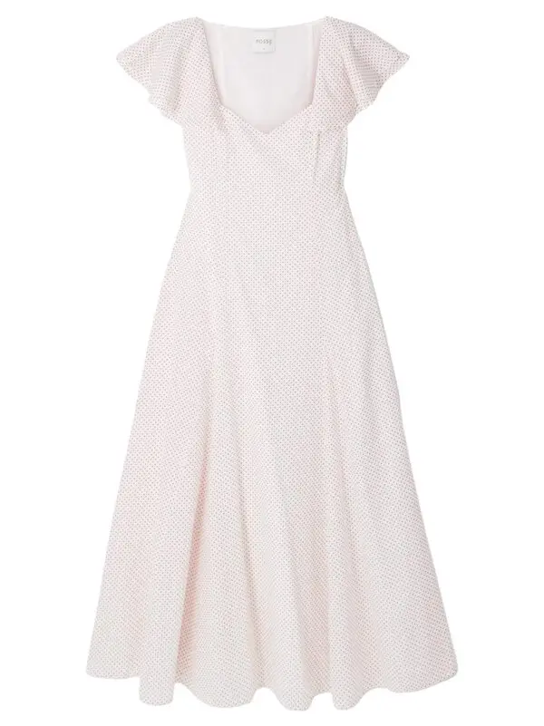 Posse Marlowe Flutter Scoop-neck Midi Dress - White