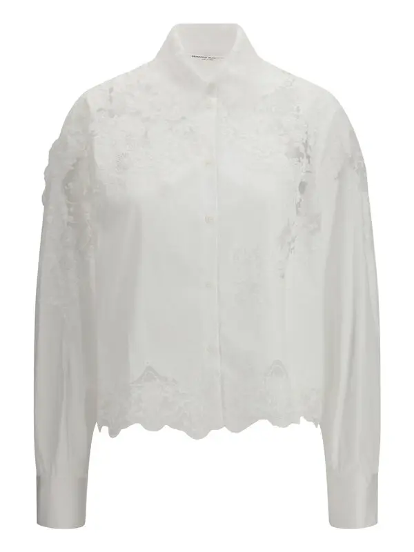 Ermanno Scervino Embroidered Lace Hem Shirt - White