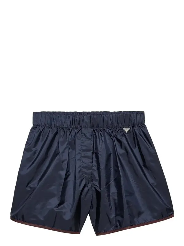 Prada Elasticated Waistband Shorts With Triangle Logo - Blue