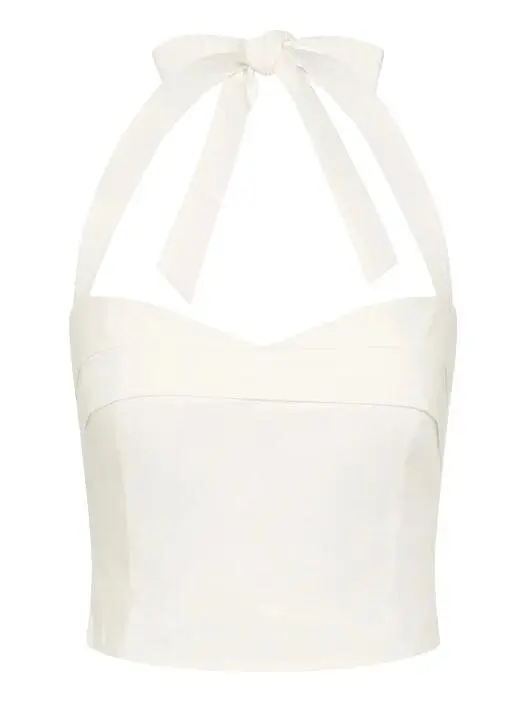 Posse Halterneck Tied Top - Cream