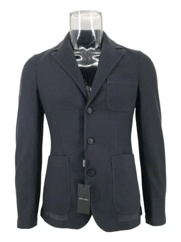 Giorgio Armani Logo Textured Blazer - Black