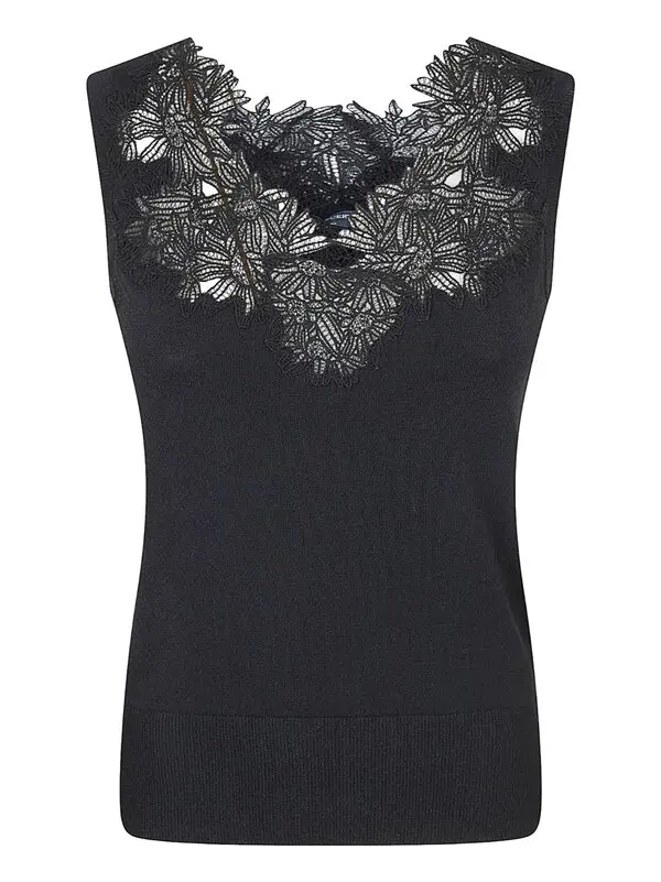 Ermanno Scervino Sleeveless Lace Tank Top - Black