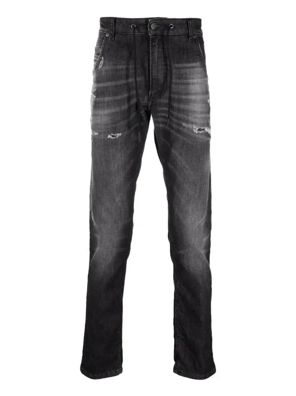 DIESEL® Faded Distressed Slim Jeans - Black