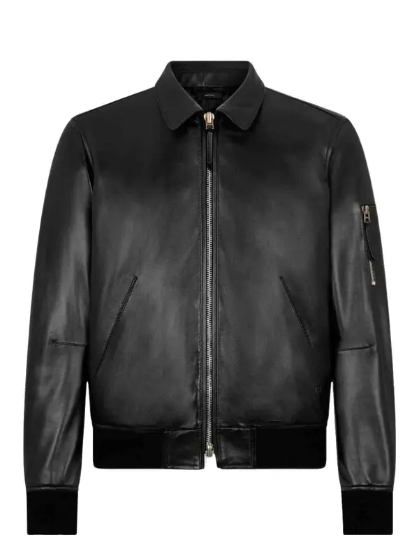 TOM FORD Leather Bomber Jacket - Black