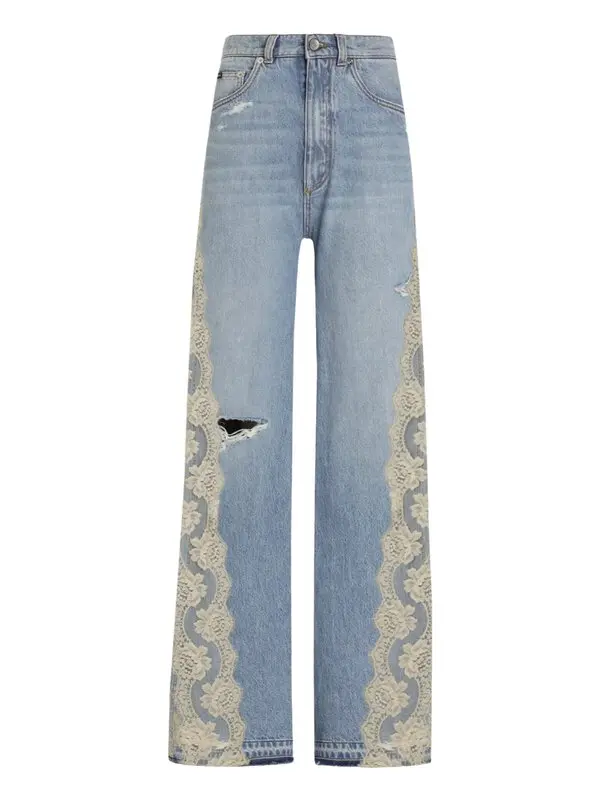 Dolce & Gabbana Paneled Lace Jeans - Gray