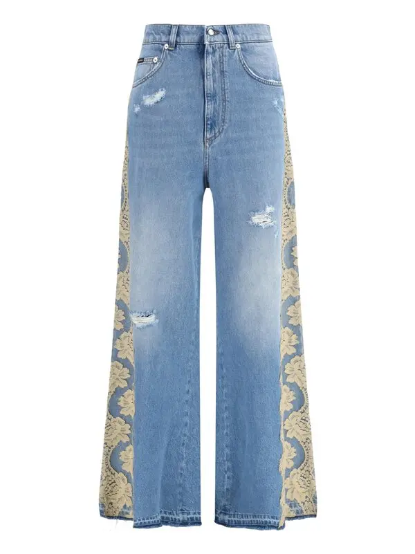 Dolce & Gabbana Paneled Lace Jeans - No