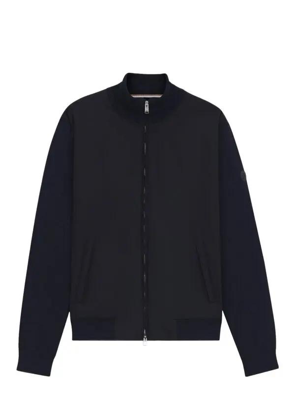 Hugo Boss Zip-front Cotton Sweater - Dark Blue
