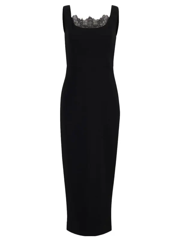 Roland Mouret Lace-insert Crepe Column Dress - Black