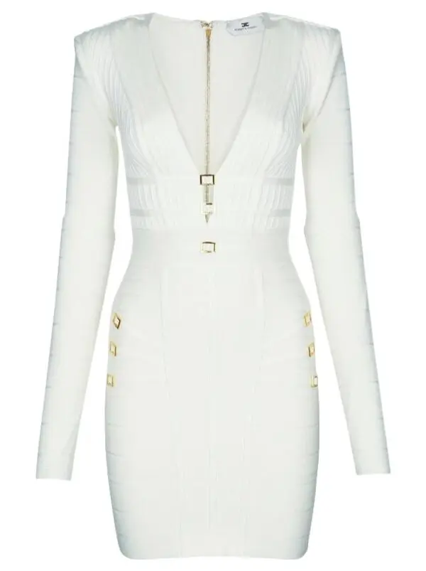 Elisabetta Franchi 3d Knit Mini Dress - White