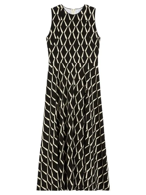 Max Mara Patterned Jersey Midi Dress - Black