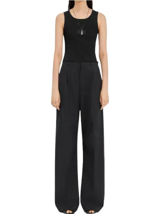 MAISON MARGIELA Pinstriped Wide-leg Trousers - Black