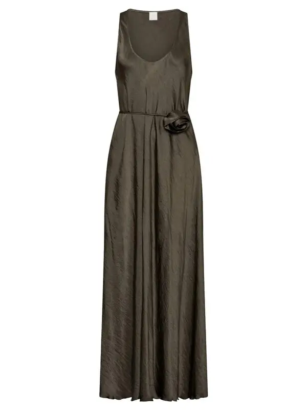 Marella Crinkle Twill Maxi Dress With Belt - Brown
