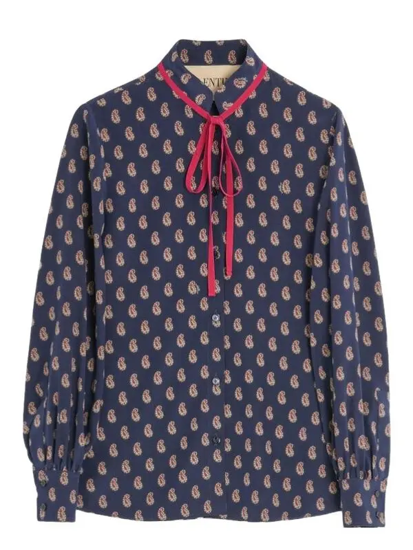 Valentino Garavani Printed Paisley Bow Detail Shirt - Black