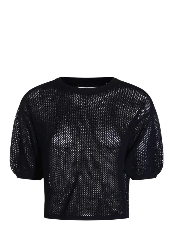 Antonelli Firenze Open-knit Short-sleeve Sweater - Black