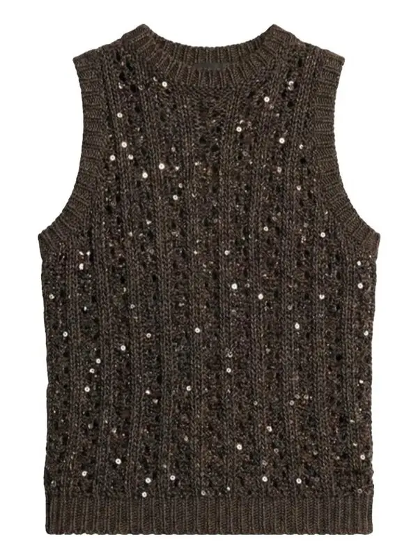 Peserico Sequined Cotton Top - Black