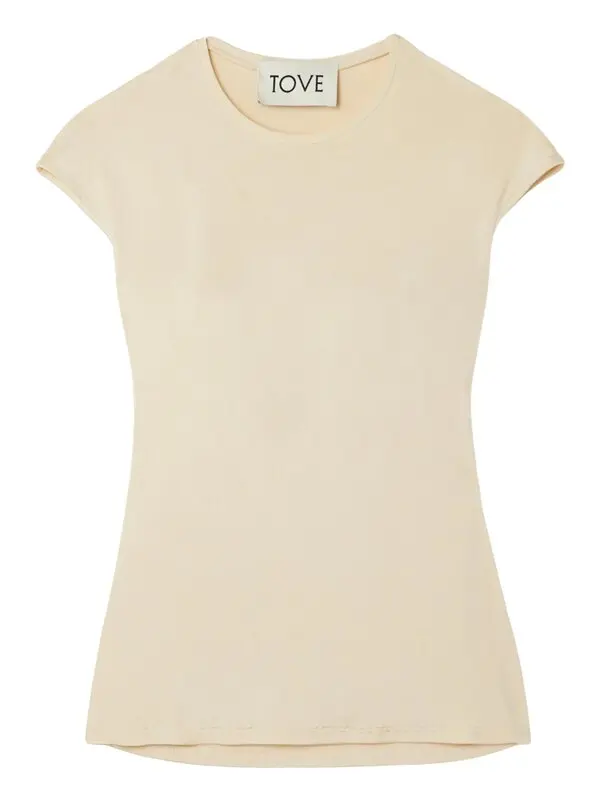 Tove Round Neck Short Sleeve Top - Cream