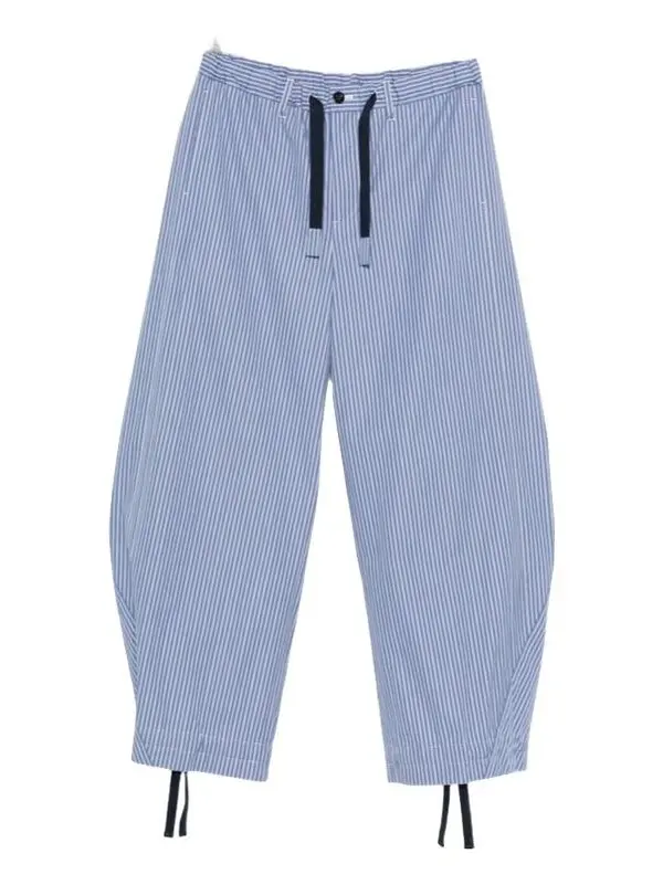 Sacai Poplin Vertical Stripe Drawstring Trousers - Blue