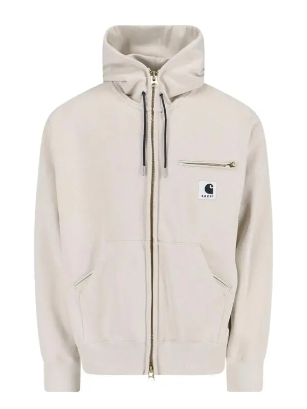Sacai X Carhartt Wip Full Zip Hoodie - White
