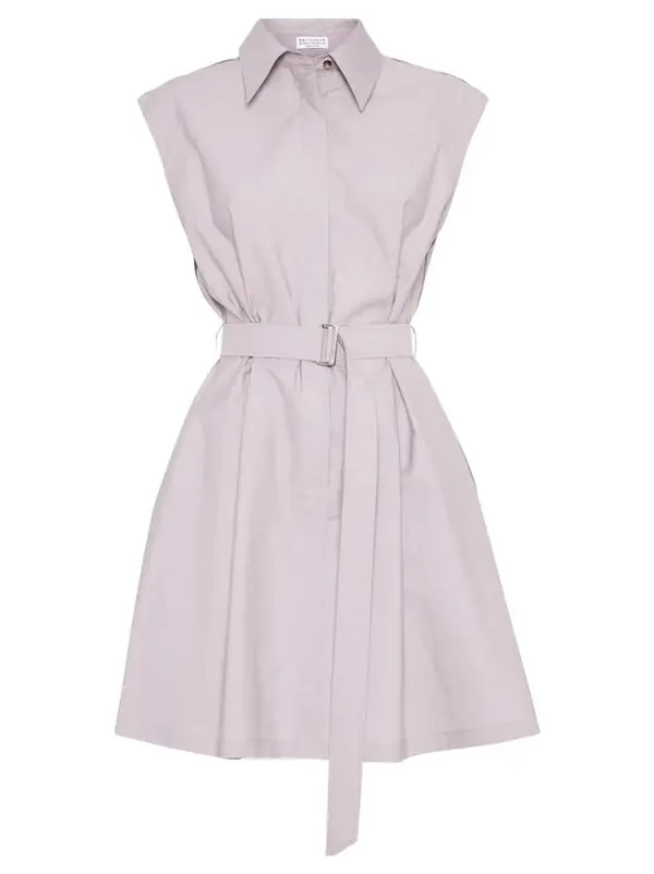Brunello Cucinelli Sleeveless Belted Mini Dress - Lavender