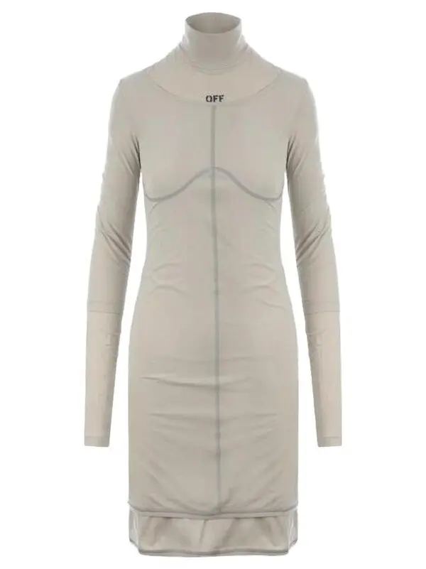 Off-White Jersey Bodycon Dress - Nude