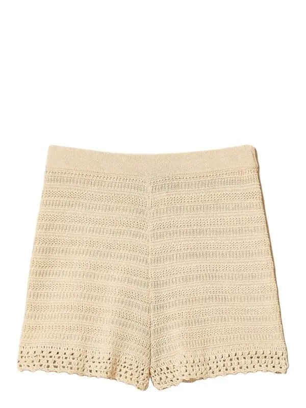 TWINSET Knitted Crochet Shorts - Nude
