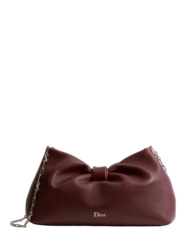 Dior Bow Detail Leather Shoulder Bag - Red