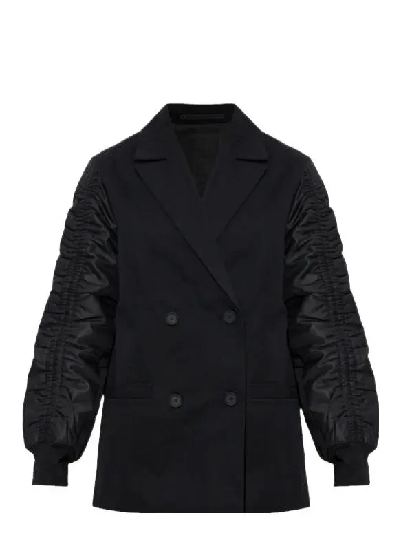 ALLSAINTS Double-breasted Coat With Ruched Sleeves - Black