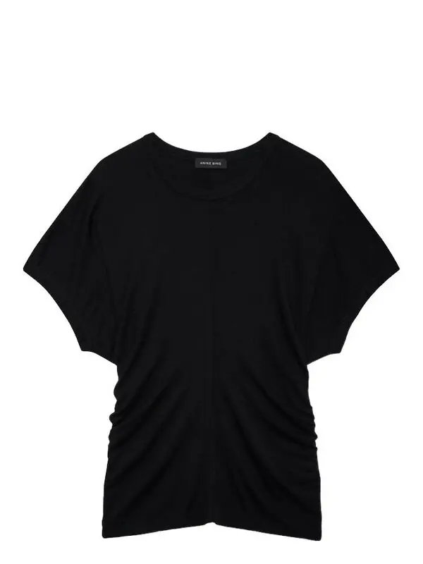 ANINE BING Draped Crewneck T-shirt - Black